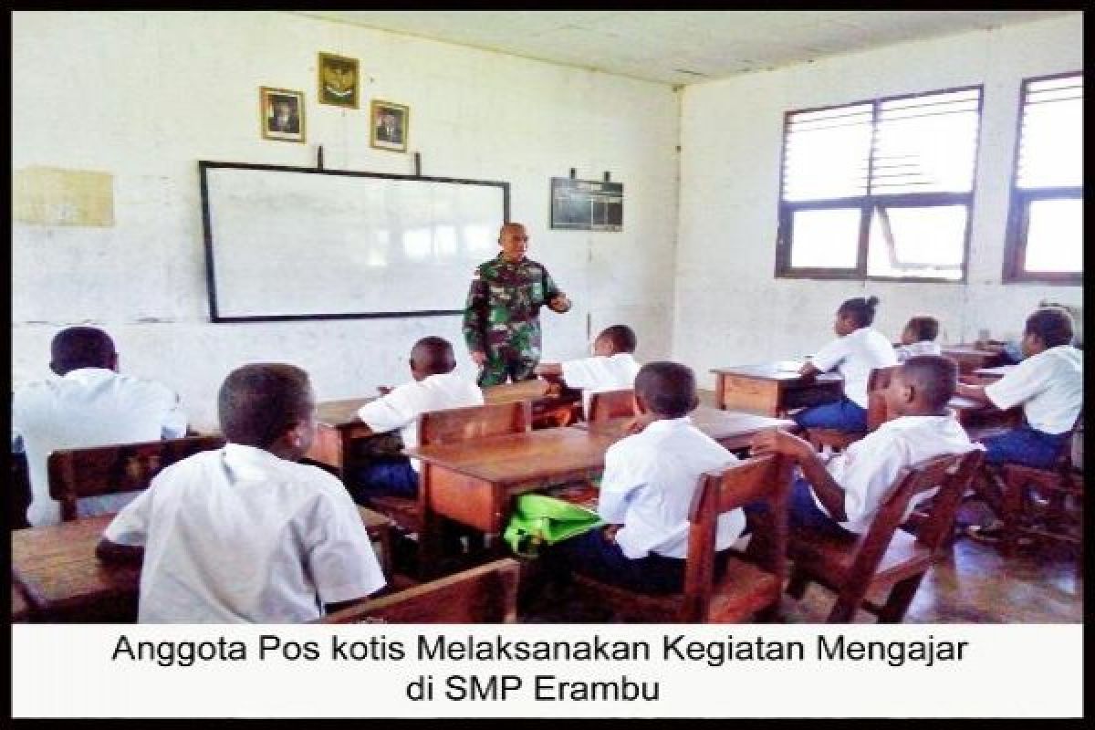 Satgas Pamtas RI-PNG mengajar di sekolah perbatasan - ANTARA News Papua