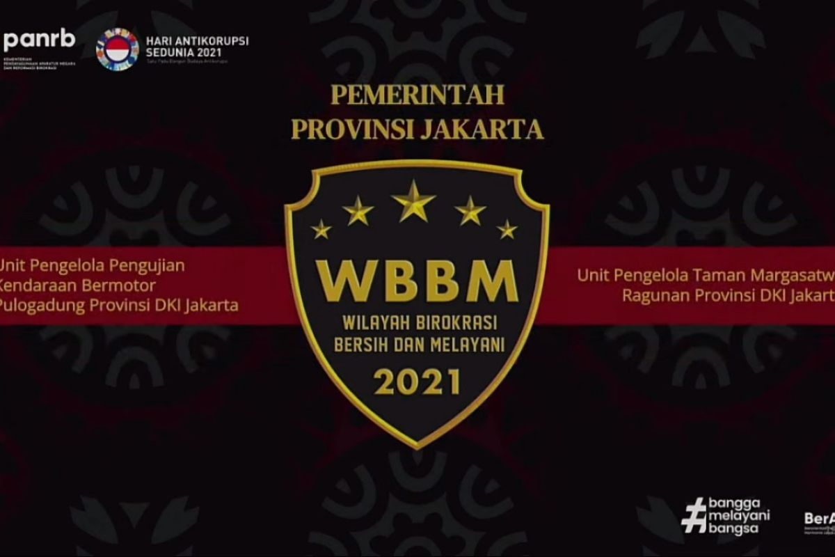 Dua UKPD DKI Jakarta raih penghargaan WBK-WBBM dari Kemenpan-RB - ANTARA News