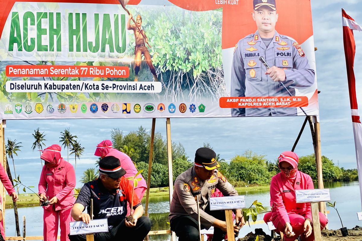 Polres Aceh Barat tanam ribuan Mangrove di Meulaboh - ANTARA News Aceh