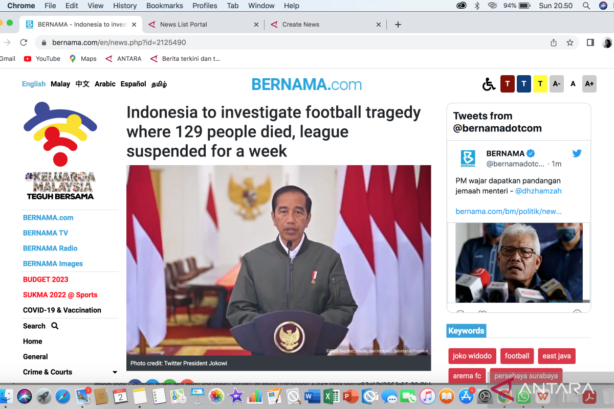 Tragedi Kanjuruhan jadi sorotan media dan netizen Malaysia - ANTARA News