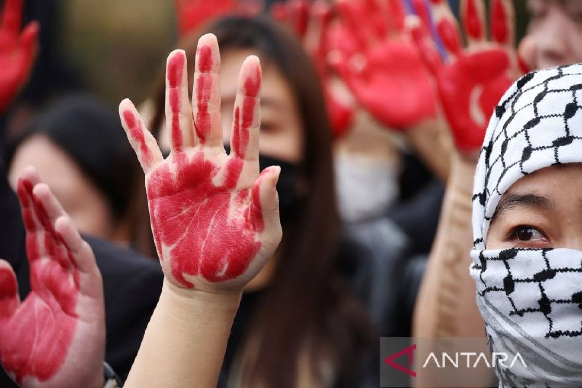 Aktivis Korea Selatan sampaikan dukungan bagi warga Gaza Palestina ...