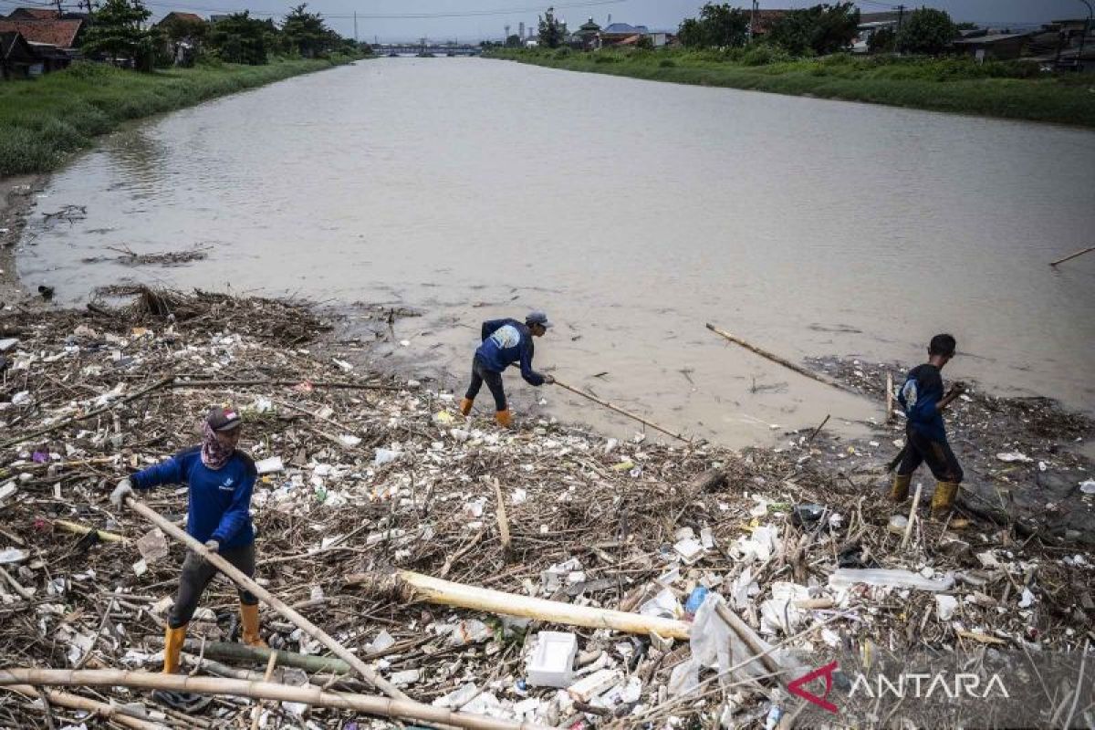 Pembersihan sampah untuk mencegah pendangkalan di Sungai Banjir Kanal Timur Semarang - ANTARA News