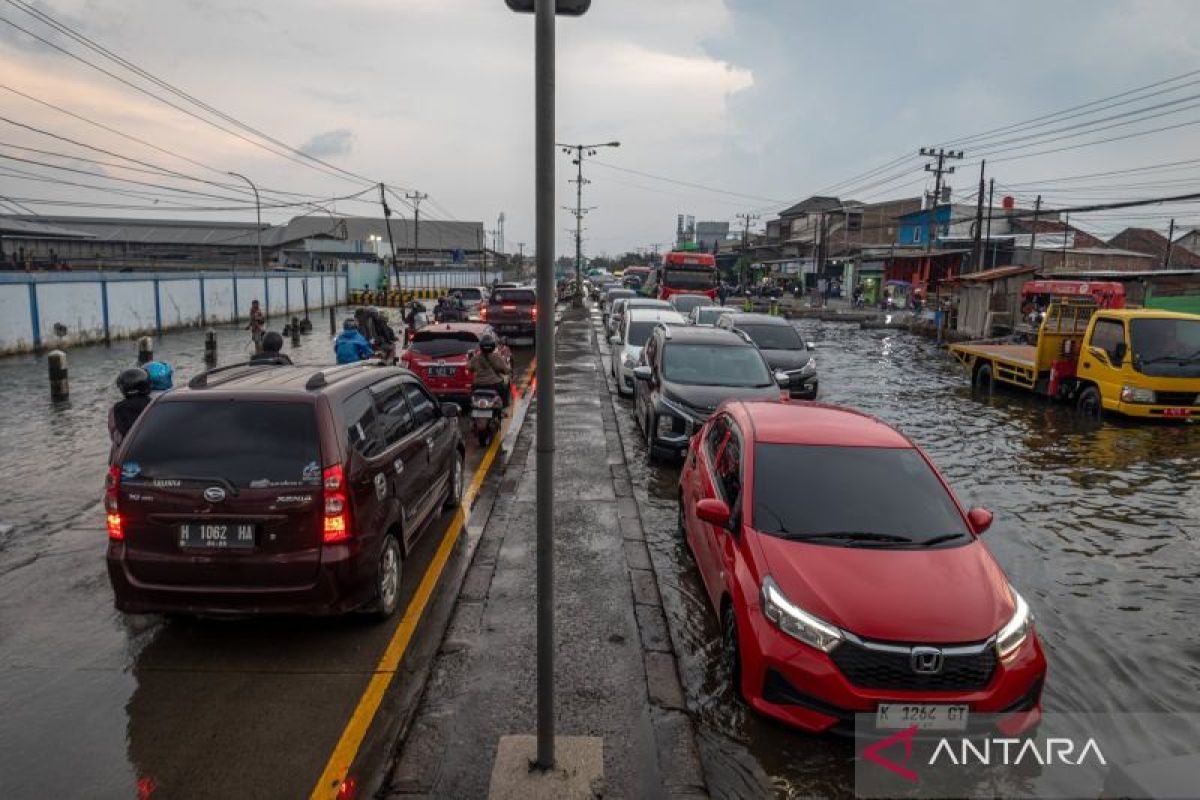 Banjir rob hambat kelancaran arus balik jalur pantura di Demak - ANTARA News