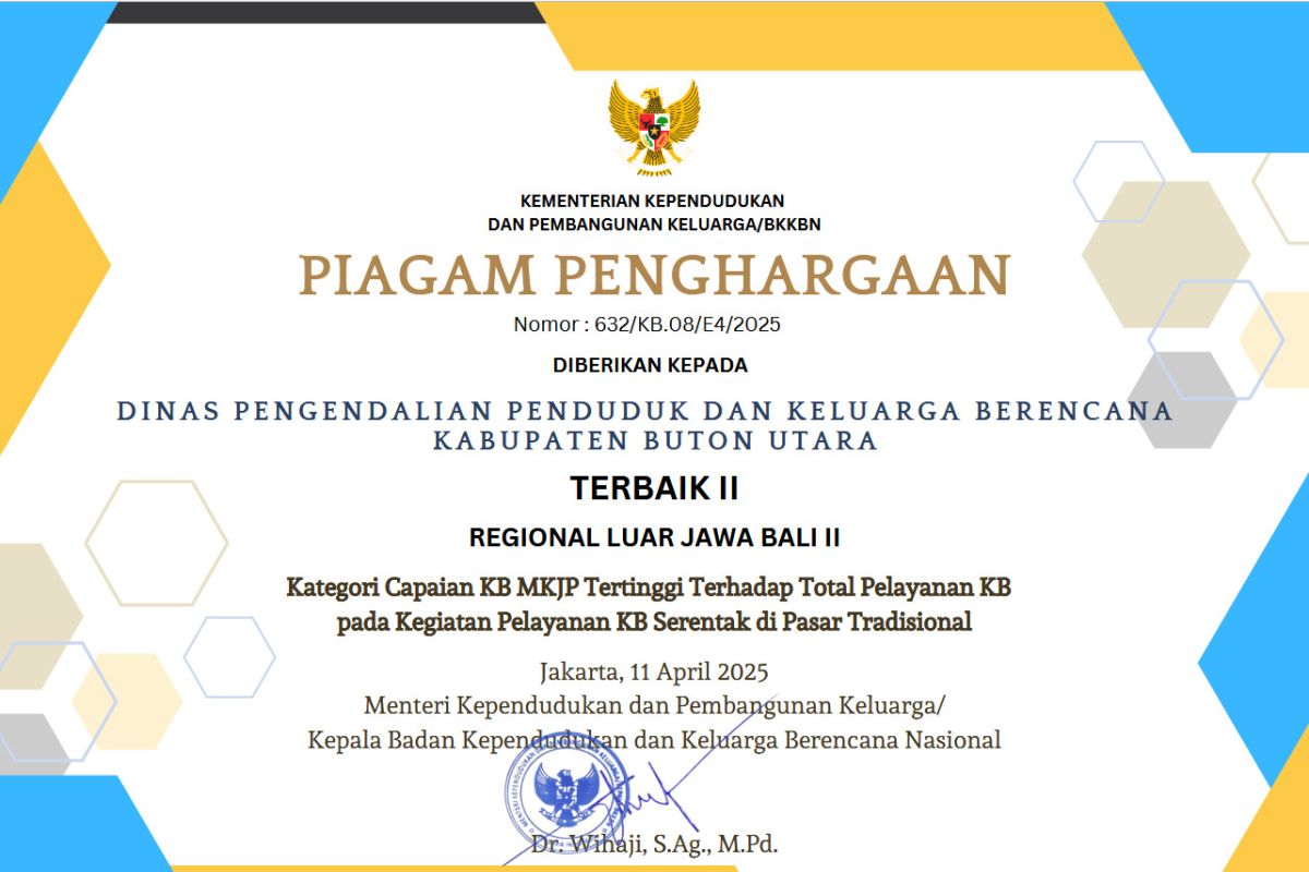 Buton Utara raih prestasi tingkat nasional kategori capaian KB MKJP ...