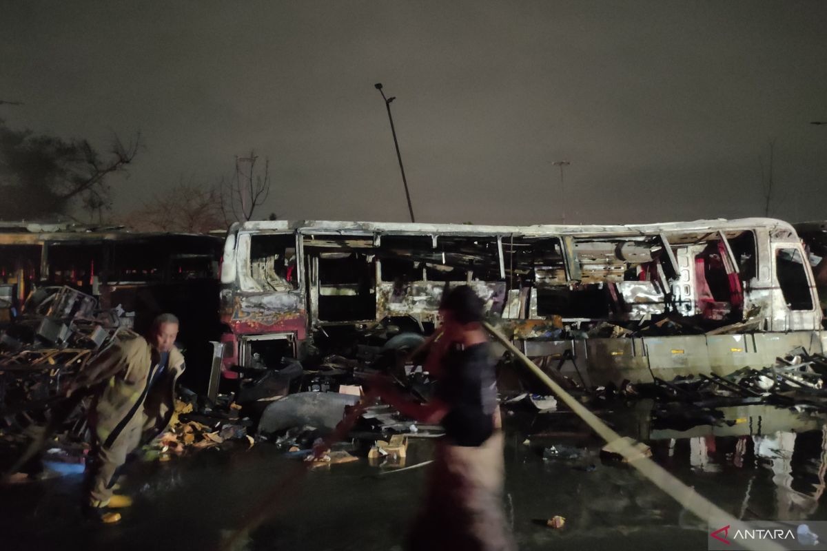 Pemilik warung melarikan diri saat kebakaran area Terminal Rawa Buaya ...