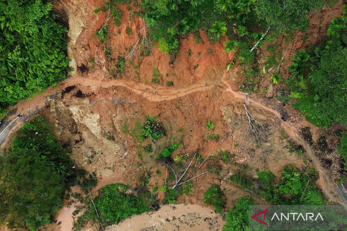 Jalan tertimbun longsor, warga Padang Pariaman terpaksa lintasi medan ...