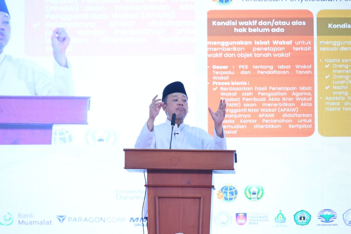 Bicara dalam International Conference on Pesantren 2026, Menteri Nusron ...