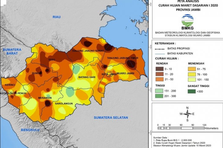 Peta curah hujan dasarian I Maret - ANTARA News Jambi