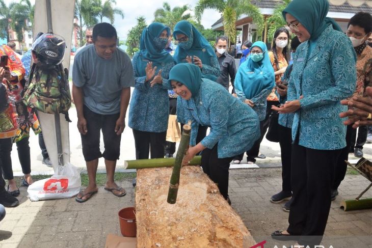 Ketum PKK tertarik proses pengolahan sagu secara tradisional di Maluku ...