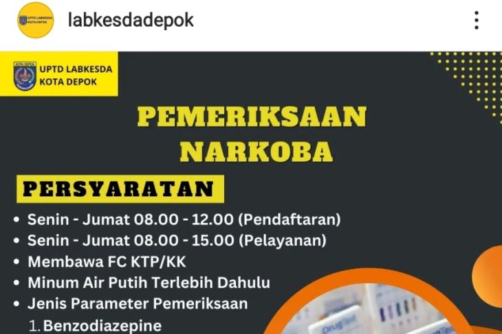 Labkesda Depok buka pelayanan laboratorium paket pemeriksaan narkoba ...