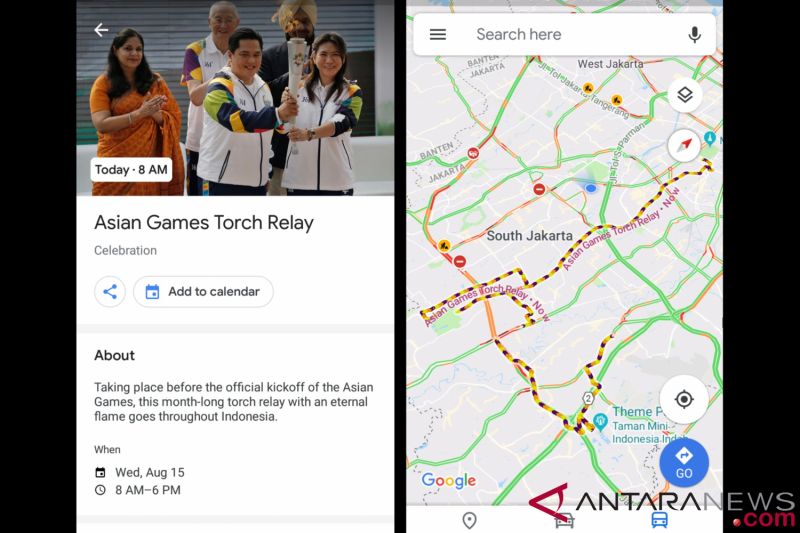 Cara lihat Torch Relay Asian Games di Google Maps - ANTARA News