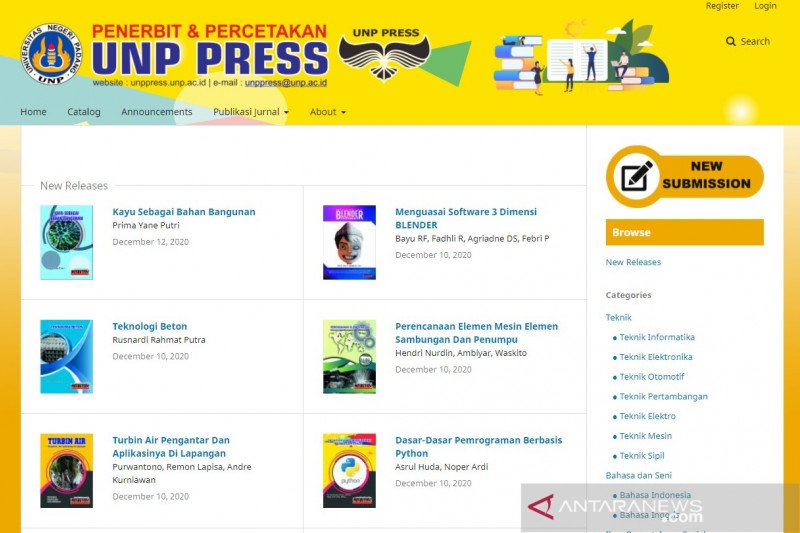 UNP PRESS kembangkan sistem penerbitan buku secara elektronik - ANTARA ...