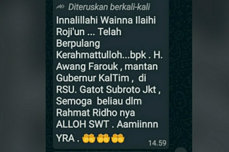 Hoaks: Awang Faroek Ishak dikabarkan meninggal dunia - ANTARA News ...