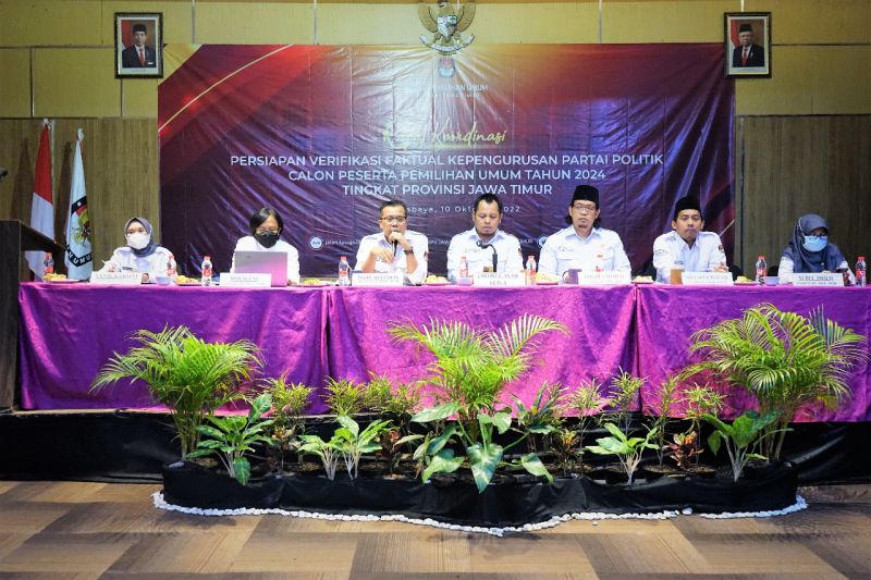 KPU Jatim samakan persepsi jelang verifikasi faktual pengurus parpol - ANTARA News