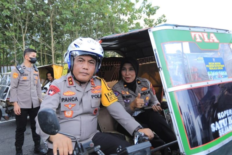 Kapolda Sumut bawa becak bermotor ajak masyarakat tertib lalu lintas ...