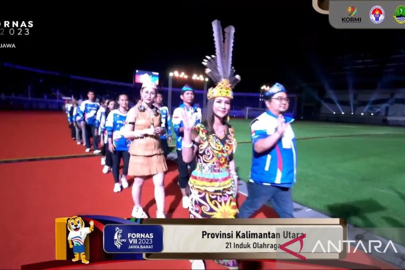 Kaltara meriahkan defile Fornas 2023 dengan kostum Burung Enggang ...