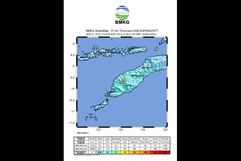 Gempa magnitudo 5,9 guncang wilayah Kupang, NTT - ANTARA News