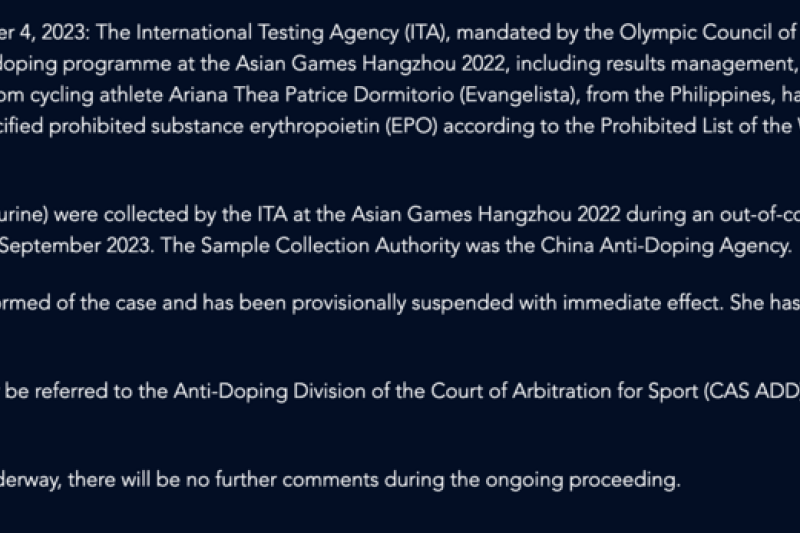 Atlet balap sepeda Filipina diskors akibat positif doping - ANTARA News