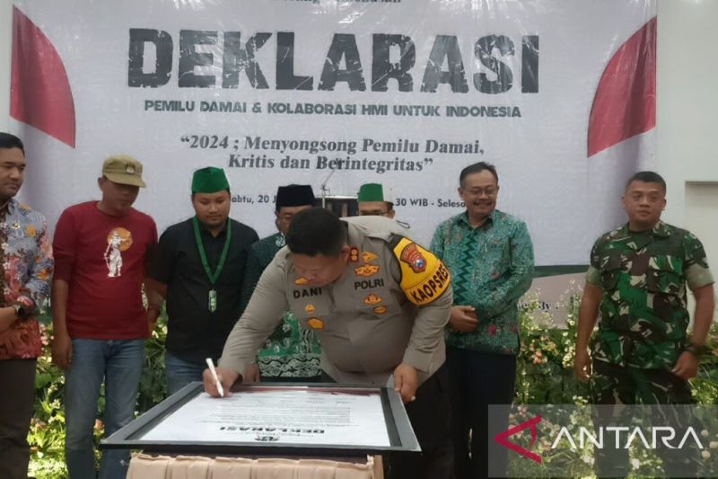 Hmi Dan Polri Deklarasi Pemilu Damai 2024 Antara News Jawa Timur