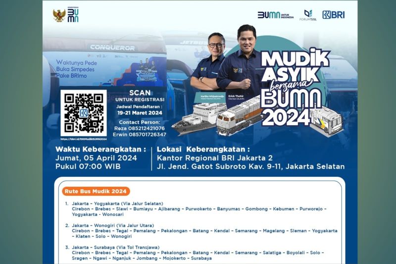 BRI buka pendaftaran Mudik Asyik Bersama BUMN 2024 - ANTARA News
