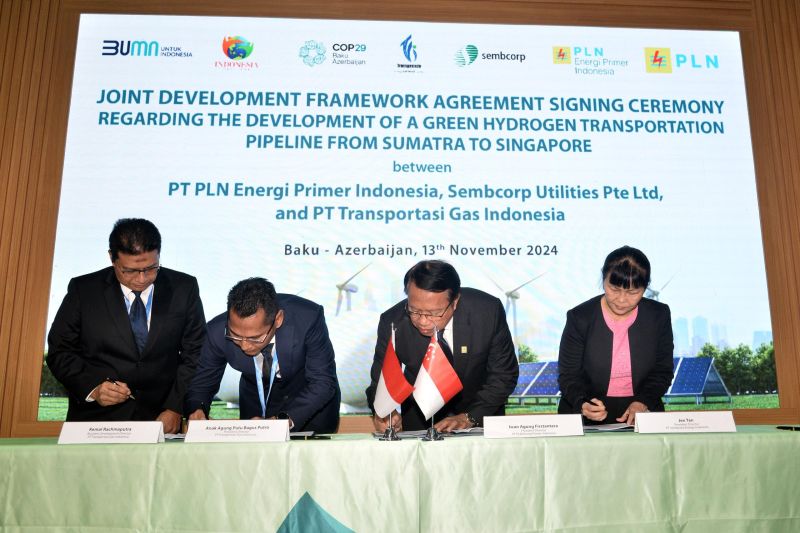 PLN-Sembcorp-TGI garap proyek pipa hidrogen hijau terbesar di ASEAN - ANTARA News