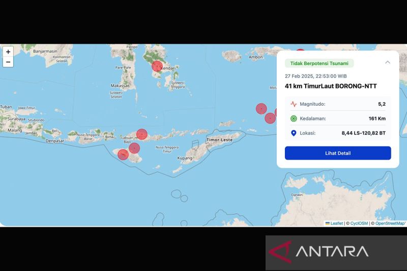 BMKG: Gempa bumi magnitudo 5,2 guncang Manggarai, NTT - ANTARA News