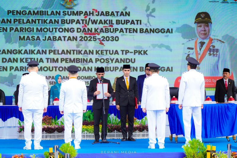 Gubernur Sulteng lantik Bupati-Wabup Parigi Moutong dan Banggai ...