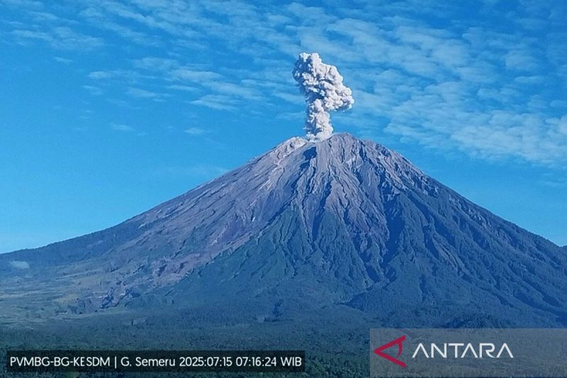 Gunung Semeru erupsi dengan letusan hingga 1,2 km di atas puncak - ANTARA News