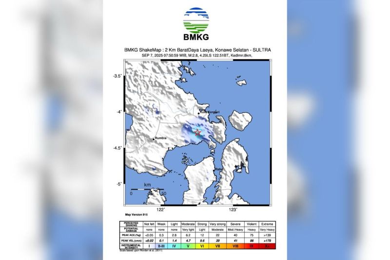 Info gempa hari ini baru saja M2,8 guncang Konawe Selatan - ANTARA News Jawa Barat