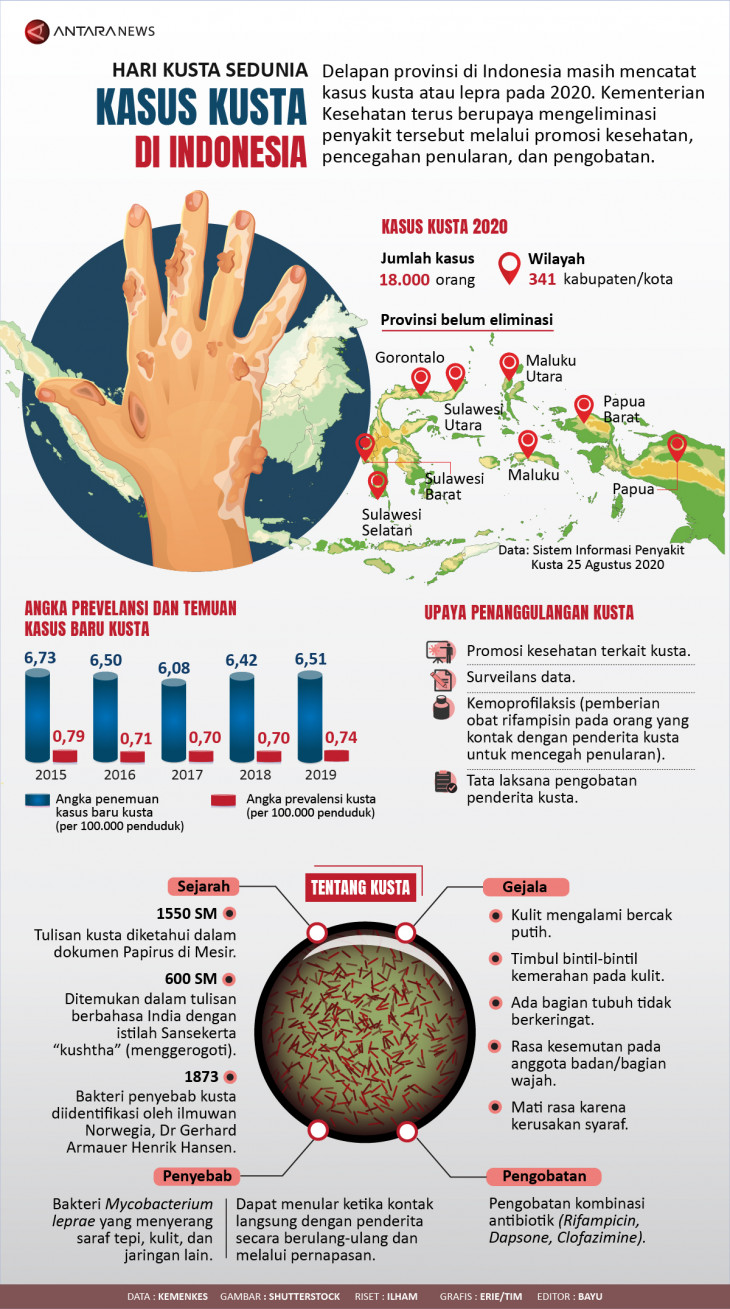 Kasus kusta di Indonesia - Infografik ANTARA News