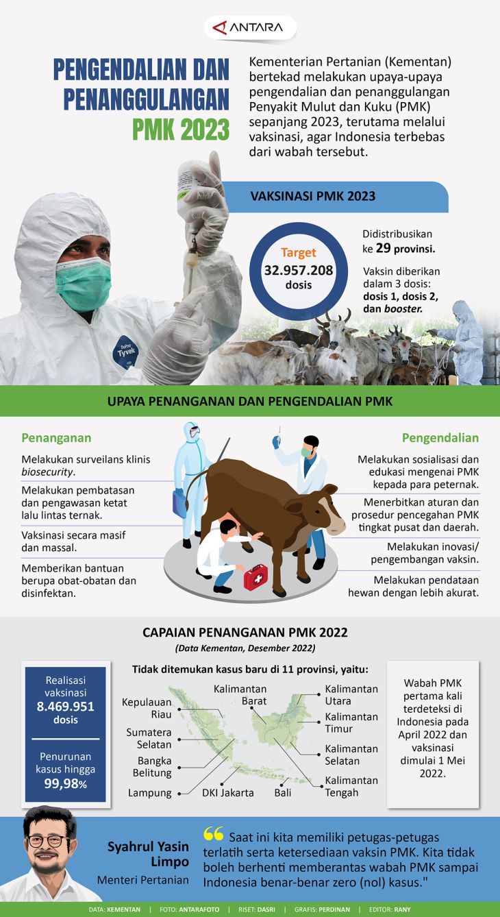 Pengendalian dan penanggulangan PMK 2023 - Infografik ANTARA News