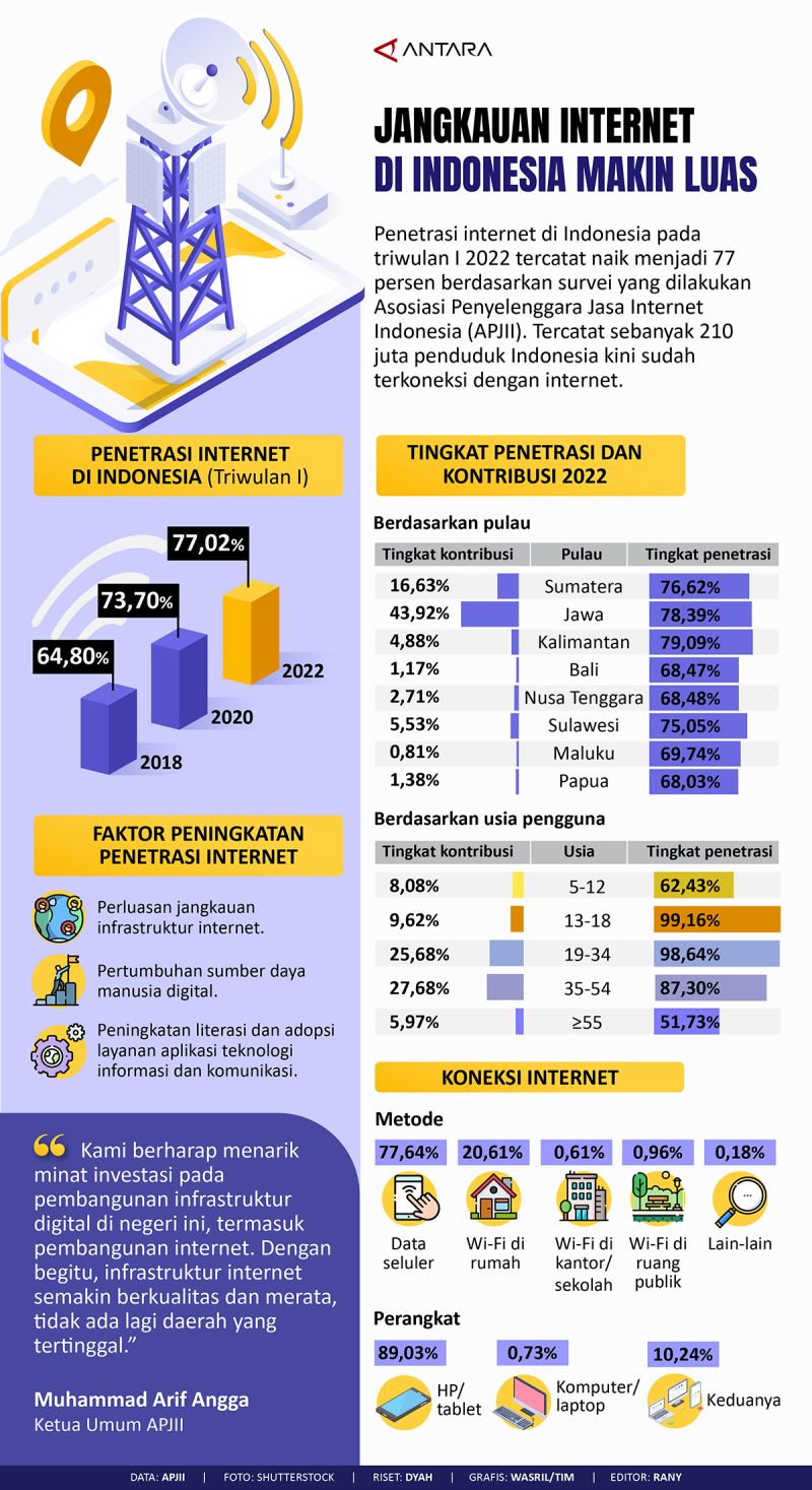 Jangkauan internet di Indonesia makin luas - Infografik ANTARA News